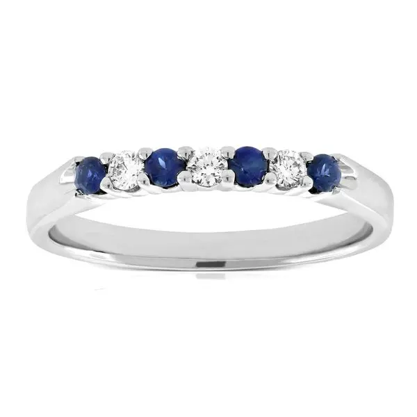 Benbridge 14k White Gold Sapphire And Diamond Band - Blue