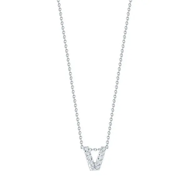 Roberto Coin Tiny Treasures Diamond Initial 'v' Pendant Necklace - Wg