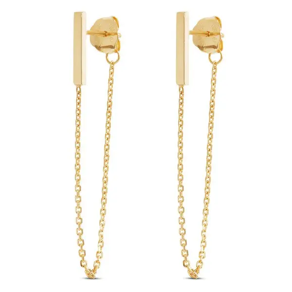 Benbridge 14k Bar And Chain Earrings - Yg