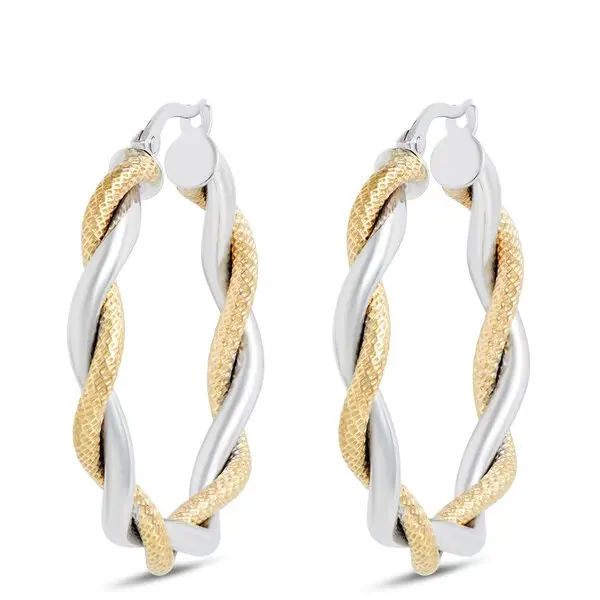 TOSCANO Twisted Hoop Two-tone 14k Earrings - Tt
