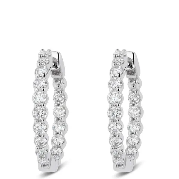 Benbridge 14k White Gold 1.0 Ctw Diamond Inside Out Hoop Earrings - Wg