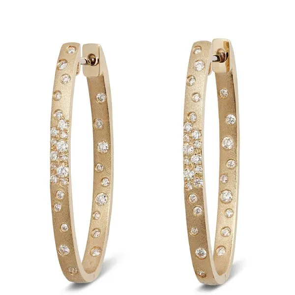 Benbridge 23mm Confetti Diamond And Yellow Gold Hoop Earrings - Yg