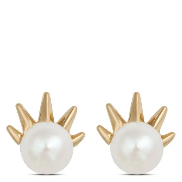 Benbridge 3.5mm Spiky Pearl Stud Earrings In 14k Yellow Gold - White