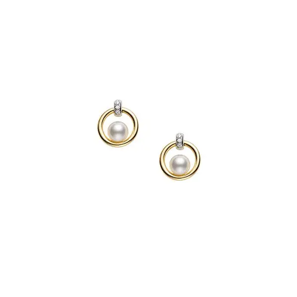 Mikimoto Akoya Pearl And Diamond 18k Two-tone Earrings - White