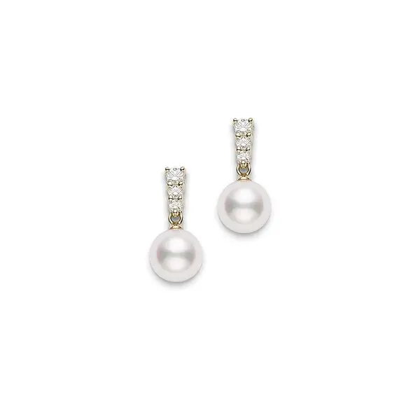 Mikimoto Morning Dew Akoya Pearl And Diamond Earrings - White