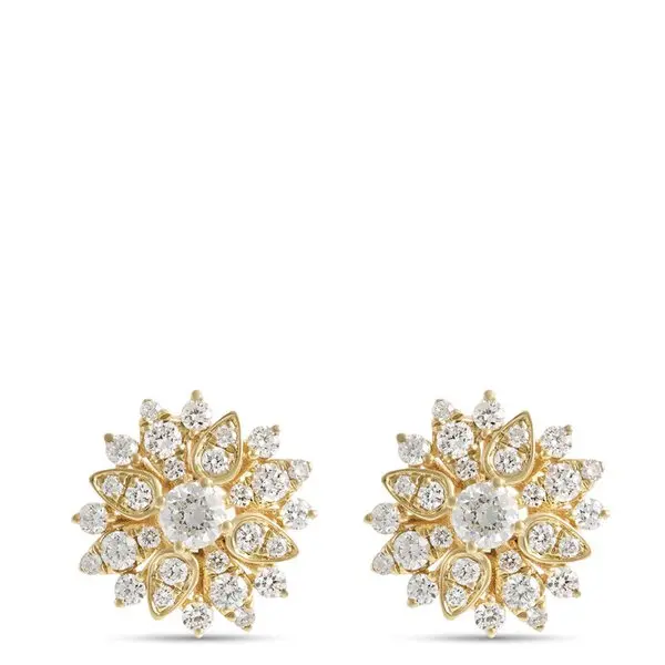 Benbridge Floral Diamond Stud Earrings - Yg