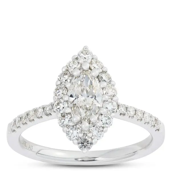 Benbridge Marquise Cut Halo Diamond Ring In 14k White Gold - Wg