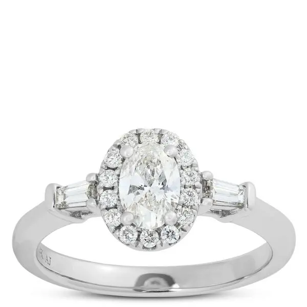 Benbridge Oval Cut Diamond Halo Engagement Ring - Wg