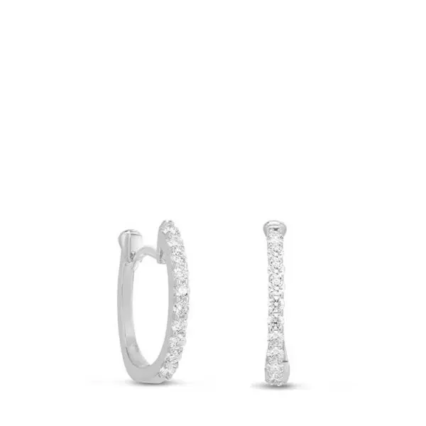Roberto Coin Perfect Diamond 18k Huggie Hoop Earrings - Wg