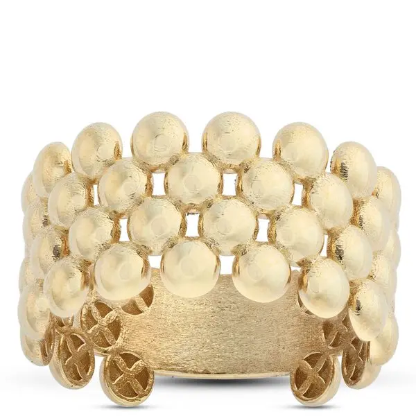 TOSCANO 14k Yellow Gold Beaded Band Ring - Yg