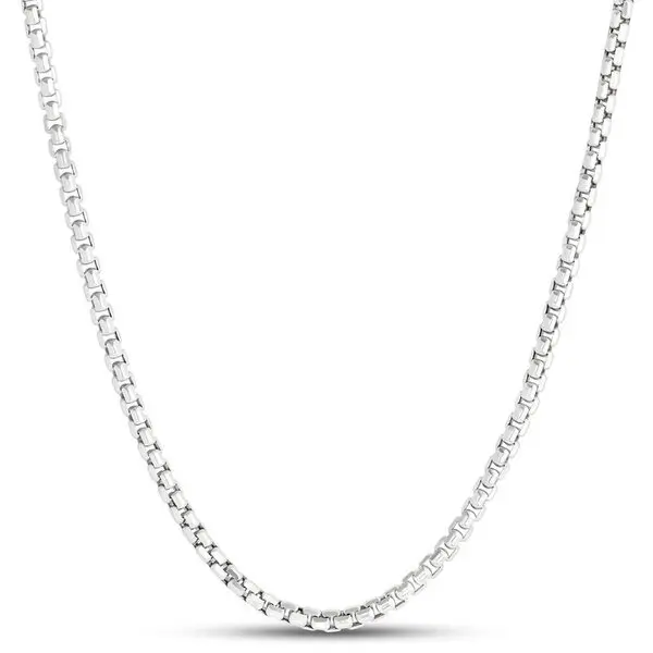 TOSCANO 14k White Gold 18-inch Diamond Cut Box Link Necklace - Wg