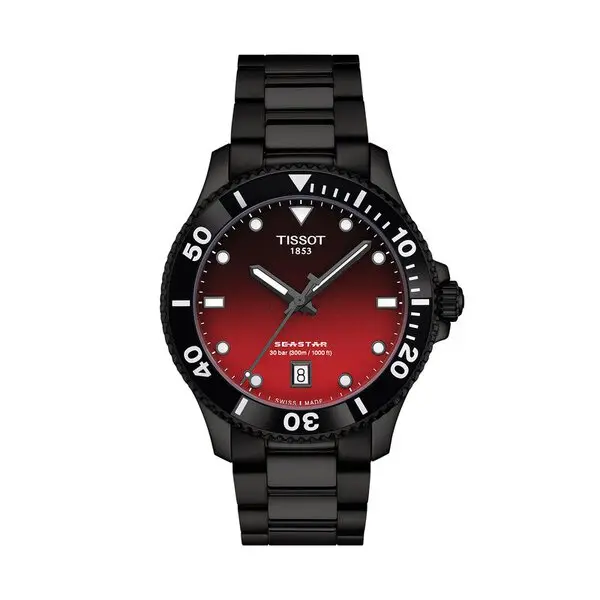 TISSOT Seastar Gradient Red Dial Watch - Stainless Steel