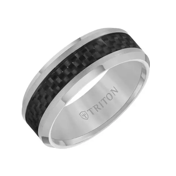 TRITON Contemporary Comfort Fit Carbon Fiber Band - Tungsten