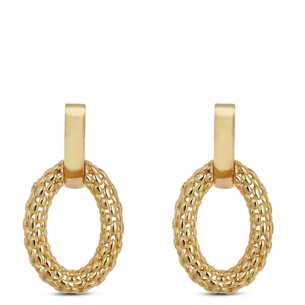 TOSCANO 14k Yellow Gold Oval Doorknocker Drop Earrings - Yg