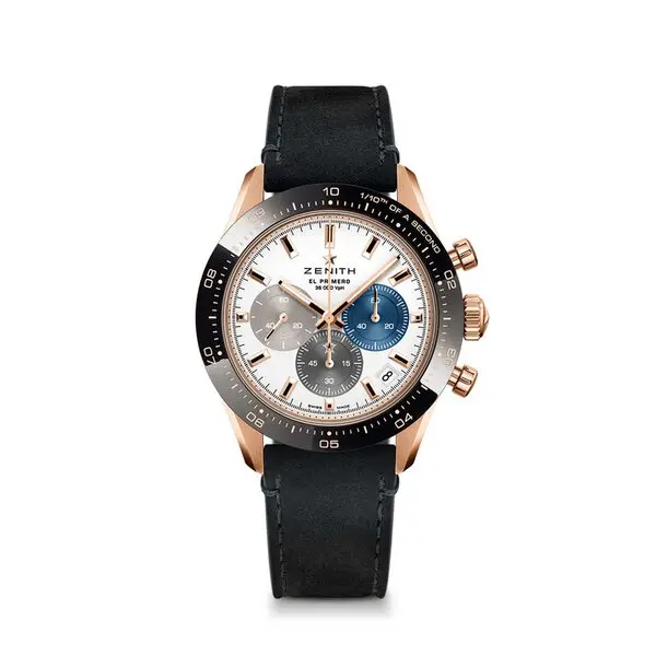 ZENITH Chronomaster Sport Watch With Black Leather Strap - Rg