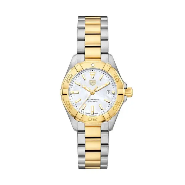 Tag Heuer Aquaracer Quartz Mother Of Pearl Steel & Yellow Gold Plated Watch - Stainless Steel