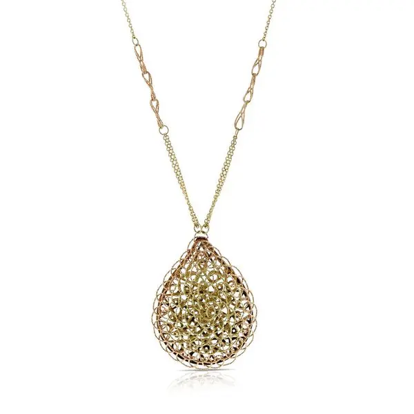 TOSCANO Two-tone Woven Pear Necklace 14k - Tt