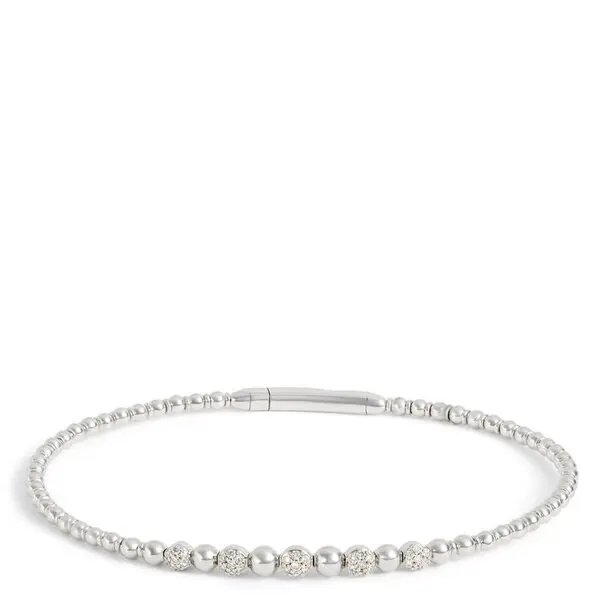 Benbridge Flexy Bead Bangle With Diamond Cluster Stations - Wg