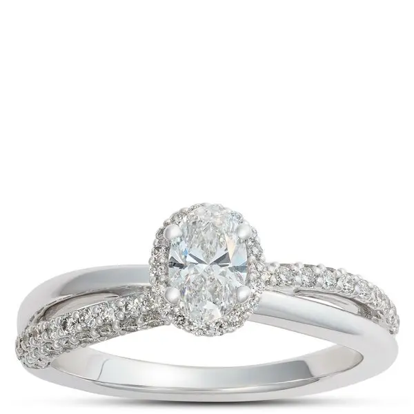 Benbridge Split-shank Oval Diamond Engagement Ring - Wg