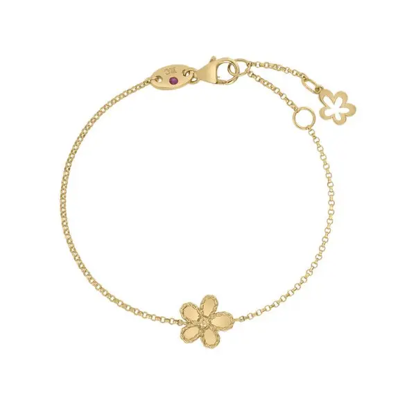 Roberto Coin 18k Yellow Gold Jasmine Diamond Flower Bracelet - Yg