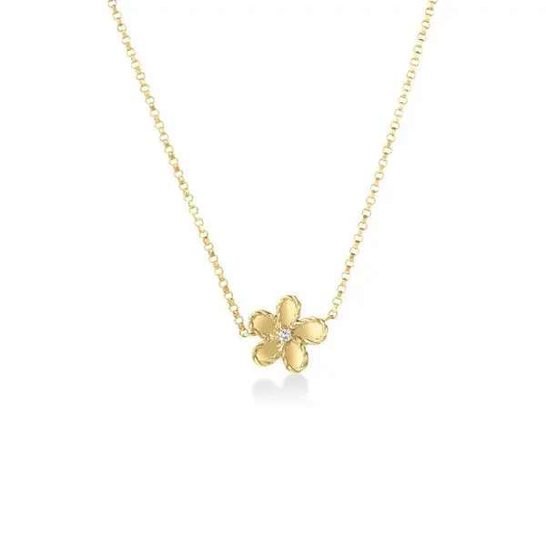 Roberto Coin 18k Yellow Gold Jasmine Diamond Flower Necklace - Yg
