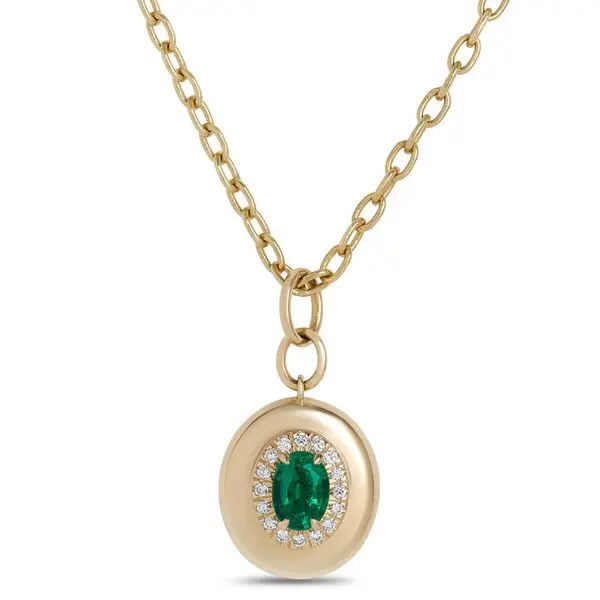 Benbridge Emerald And Diamond Pendant, 18k Yellow Gold - Yg