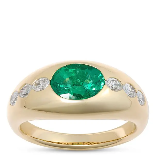 Benbridge Emerald And Diamond Signet Ring - Yg