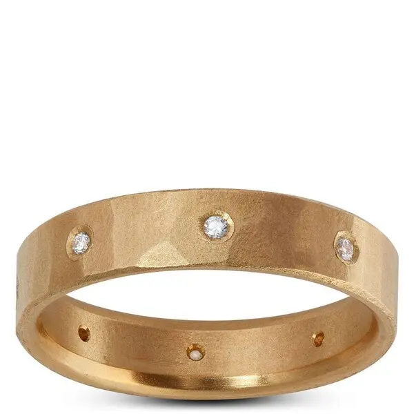 Benbridge Hand Forged 22k Yellow Gold Band With Diamonds - White