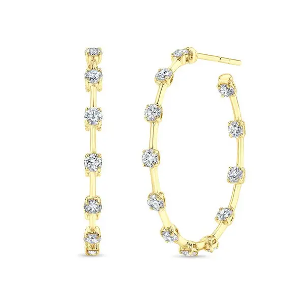 Rahaminov 18k Yellow Gold Diamond Bar Hoop Earrings - Yg
