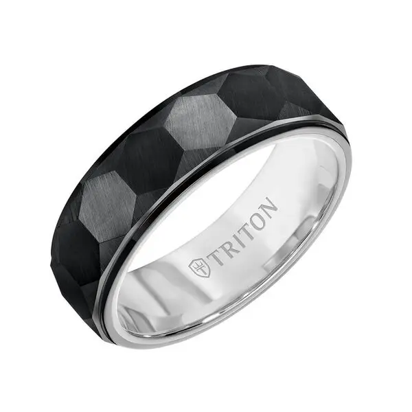 TRITON Contemporary Faceted Hexagon Band - Tungsten