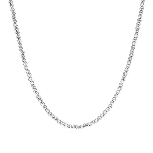 Benbridge Platinum Born Diamond Cut Bead Station Necklace - Plt