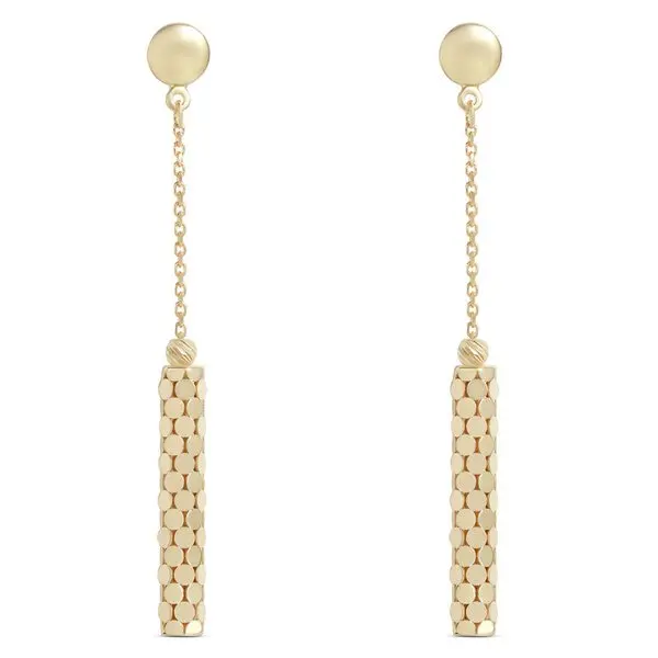 TOSCANO 14k Yellow Gold Beaded Cylinder Dangle Earrings - Yg