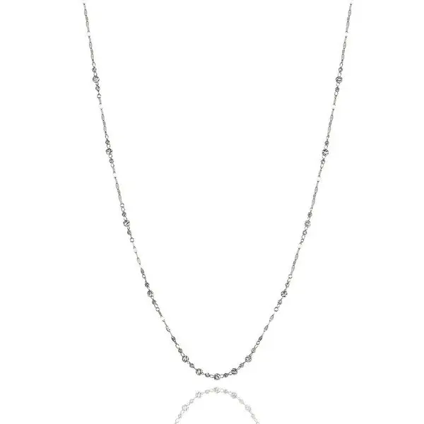 Benbridge Platinum Born Diamond Cut Bead Station Necklace - Plt