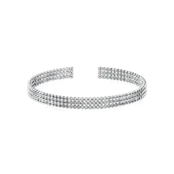 Benbridge Platinum Born Three-row Diamond Cut Bead Bracelet Ptb6009 - Plt