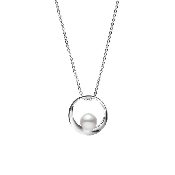 Mikimoto Open Circle Akoya Cultured Pearl Pendant Necklace - White