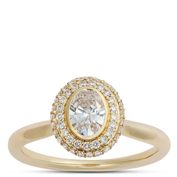 Benbridge Oval Diamond Engagement Ring With Double Halo - Yg