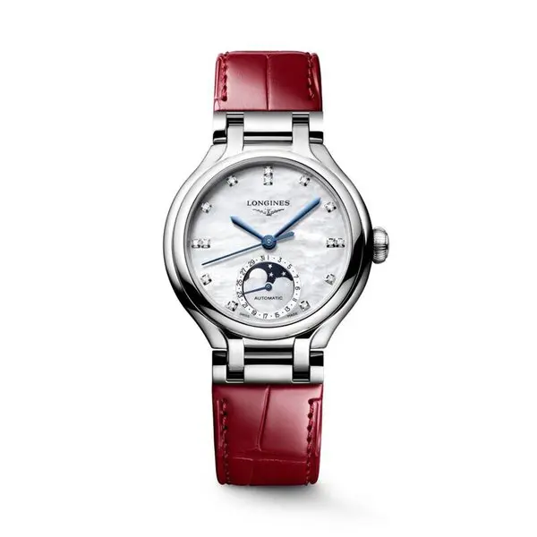 LONGINES Primaluna Moonphase White Dial Watch 34mm - Stainless Steel