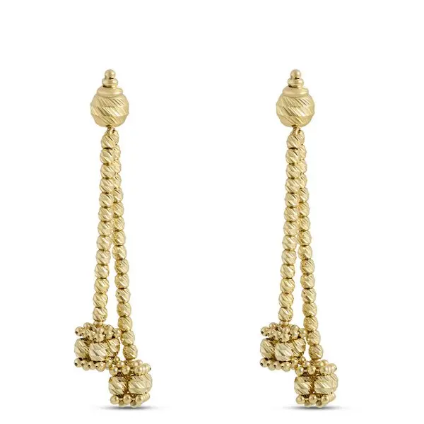 TOSCANO 14k Yellow Gold Double Beaded Drop Earrings - Yg