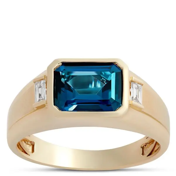 Benbridge Emerald Cut Tourmaline And Diamond Ring - Blue