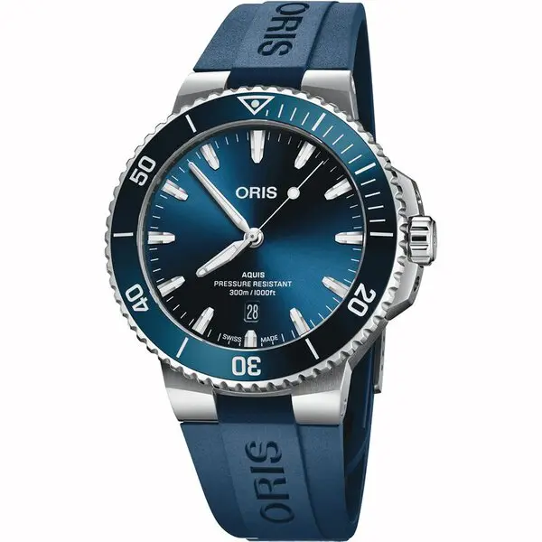 ORIS Aquis Date Blue Dial Watch, 43.5mm - Stainless Steel