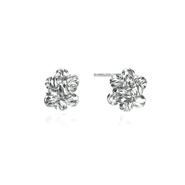 Benbridge Platinum Born Diamond Cut Beaded Cluster Studs Pte8022 - Plt
