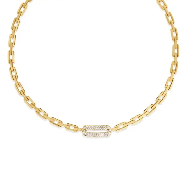Roberto Coin 18k Yellow Gold Navarra Diamond Link Necklace - Yg