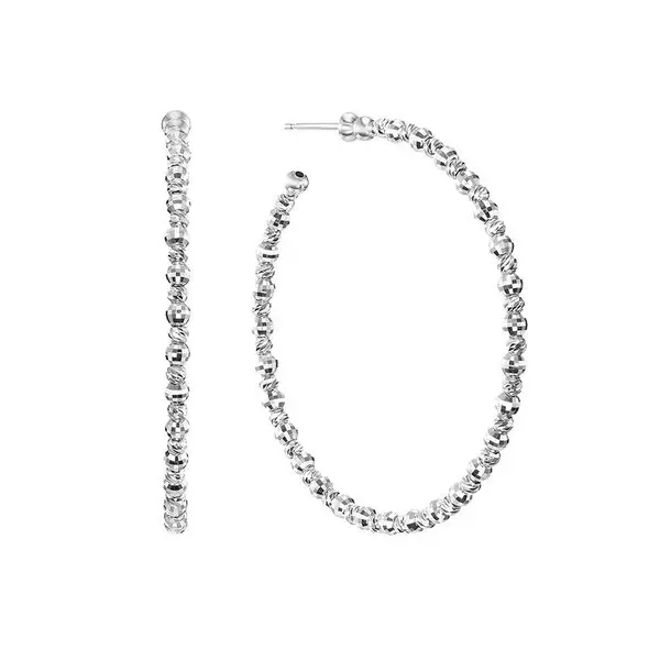 Benbridge 30mm Diamond Cut Hoop Earrings - Plt