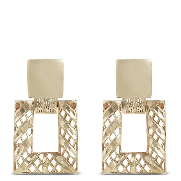 TOSCANO Lattice Square Doorknocker Earrings - Yg