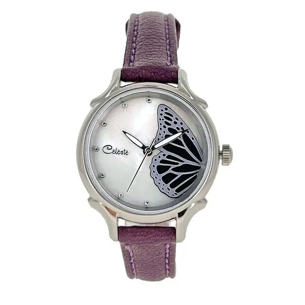 CELESTE Transformation Butterfly Mother Of Pearl Dial Watch - Stainless Steel
