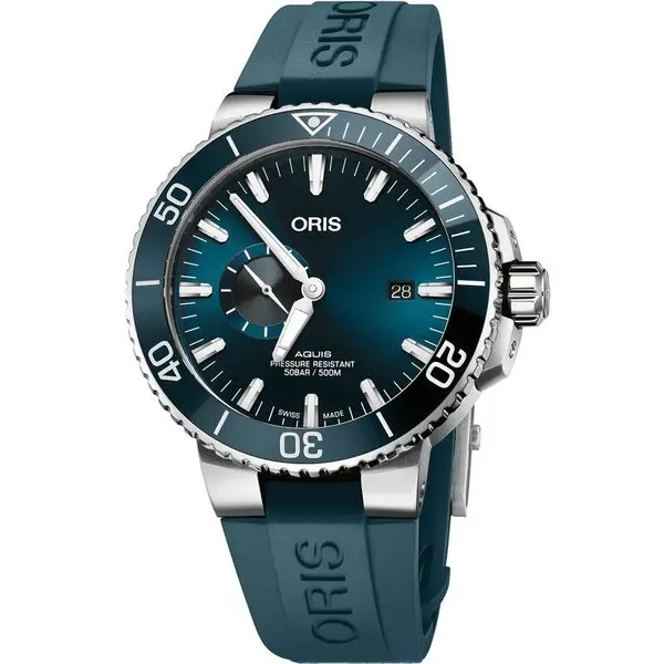 ORIS Aquis Small Second Date 45.5mm Watch - Stainless Steel