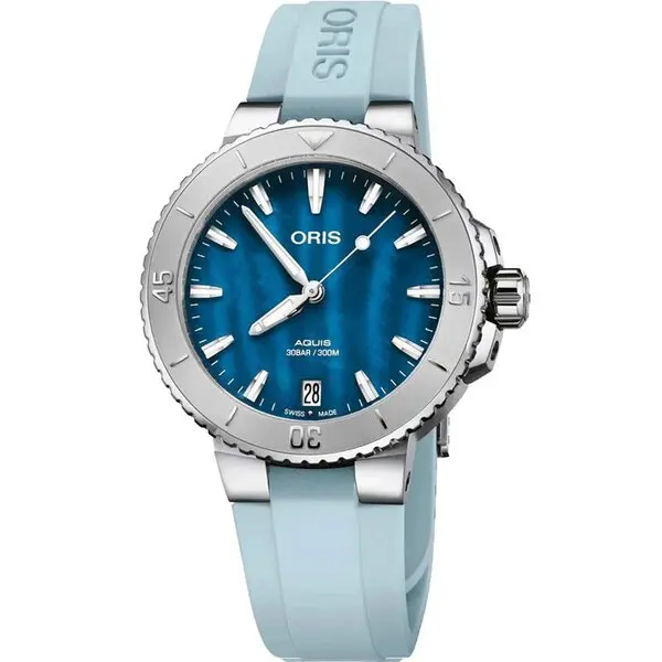 ORIS Aquis Date 36.5mm Blue Dial Watch - Stainless Steel