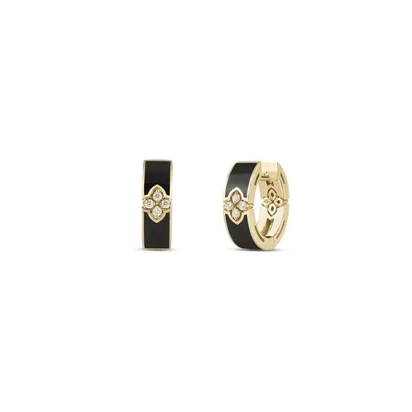 Roberto Coin Love In Verona Diamond And Enamel Hoop Earrings - Yg
