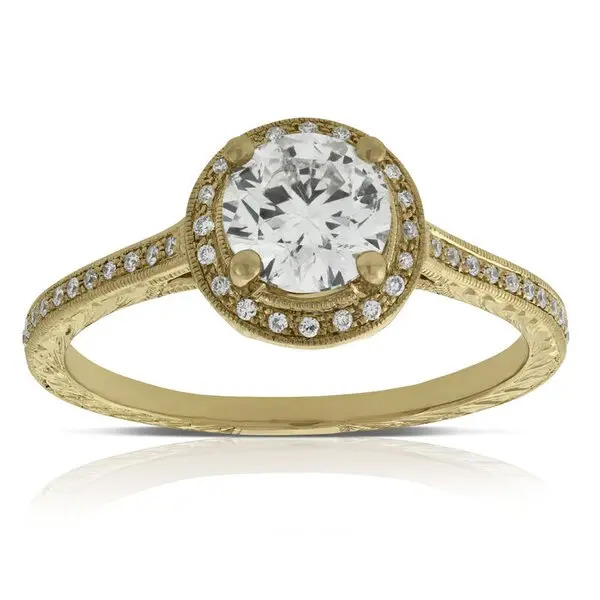 Benbridge Diamond Halo Engagement Ring - Yg