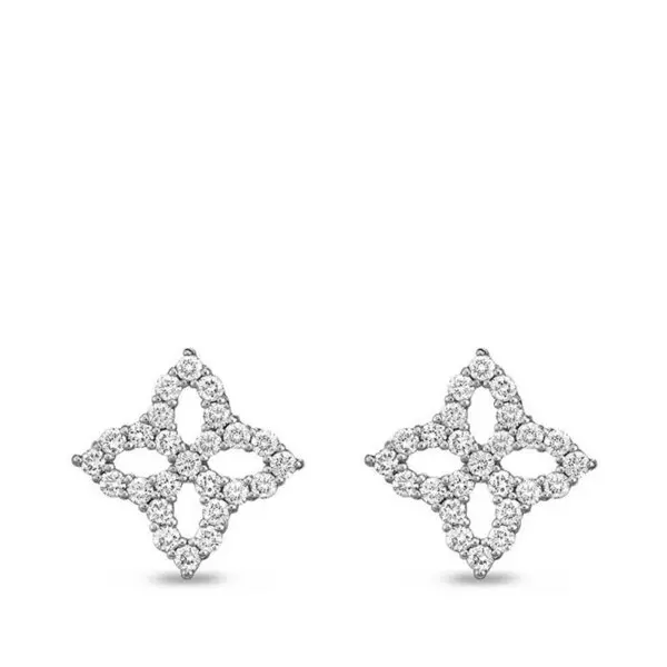 Roberto Coin Princess Flower Diamond Stud Earrings - Wg
